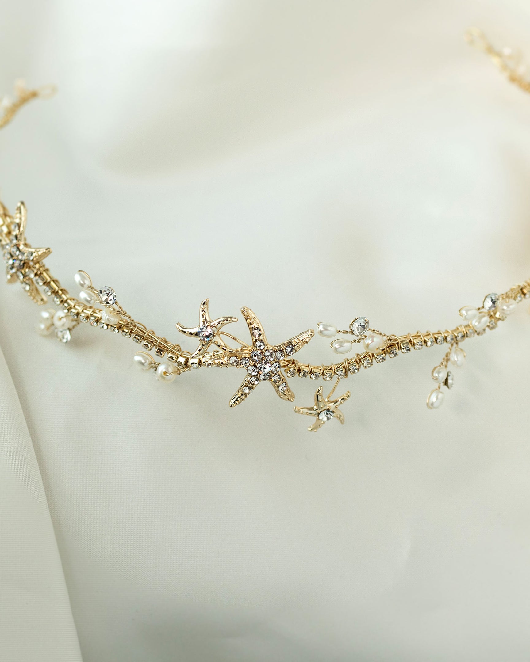 Starfish and Pearl Wedding Headpiece Headband - Cassandra Lynne