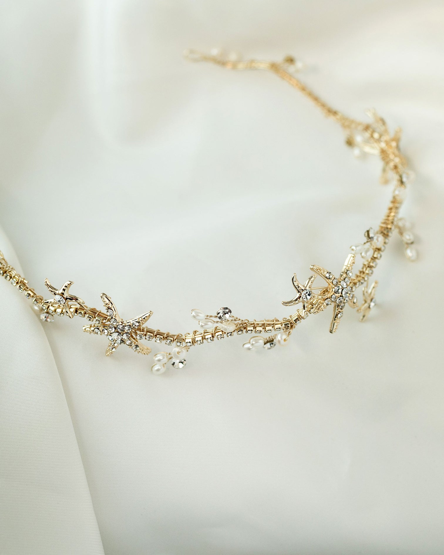 Starfish and Pearl Wedding Headpiece Headband - Cassandra Lynne